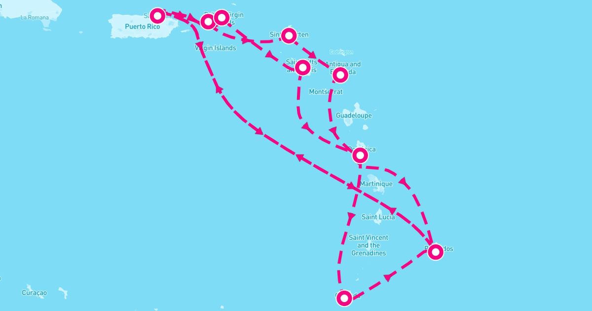 Crown Princess - February 7th, 2027 - Cruise Map & Port Info