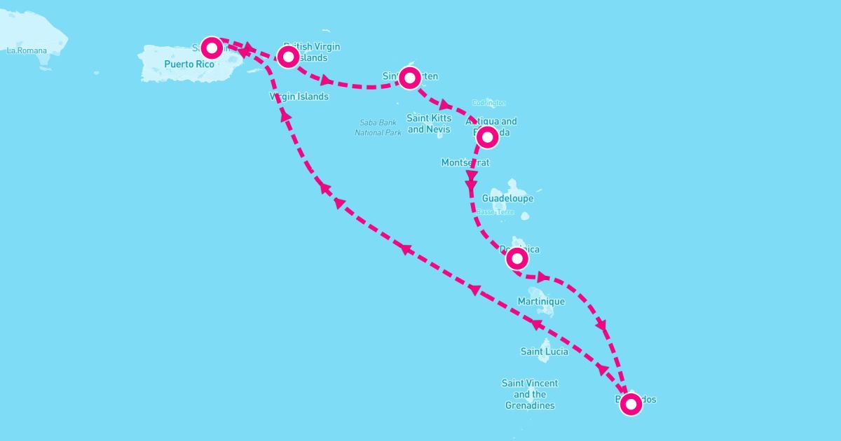 Crown Princess - February 7th, 2027 - Cruise Map & Port Info