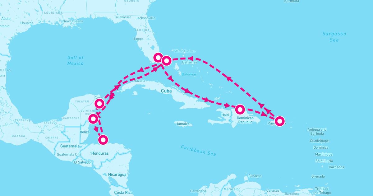 MSC World America - August 30th, 2025 - Cruise Map & Port Info