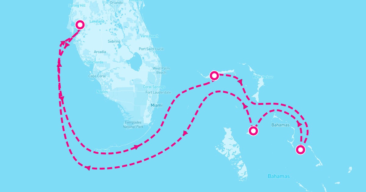 Carnival Legend - March 7, 2027 (6 Night) Cruise Map, Ports & Ship Info