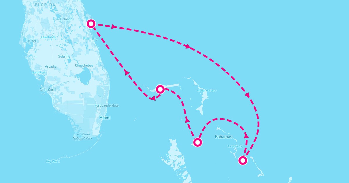 Carnival Mardi Gras - July 17, 2027 (5 Night) Cruise Map, Ports & Ship Info