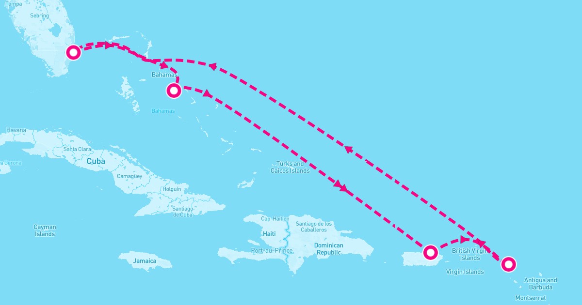 Coral Princess - December 19, 2026 (7 Night) Cruise Map, Ports & Ship Info