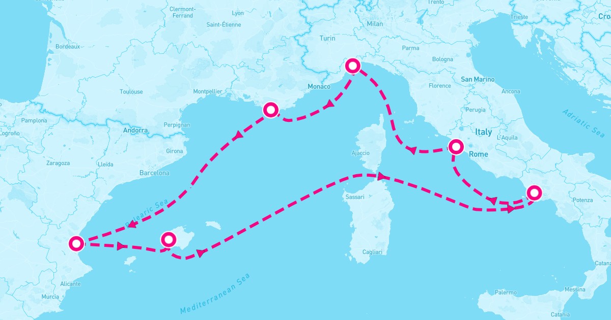 Costa Pacifica - October 24, 2025 (7 Night) Cruise Map, Ports & Ship Info