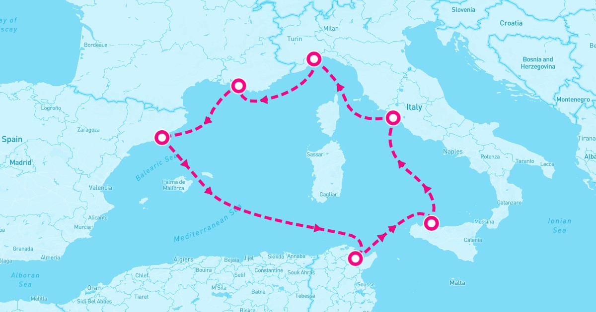Costa Pacifica - December 1, 2025 (7 Night) Cruise Map, Ports & Ship Info