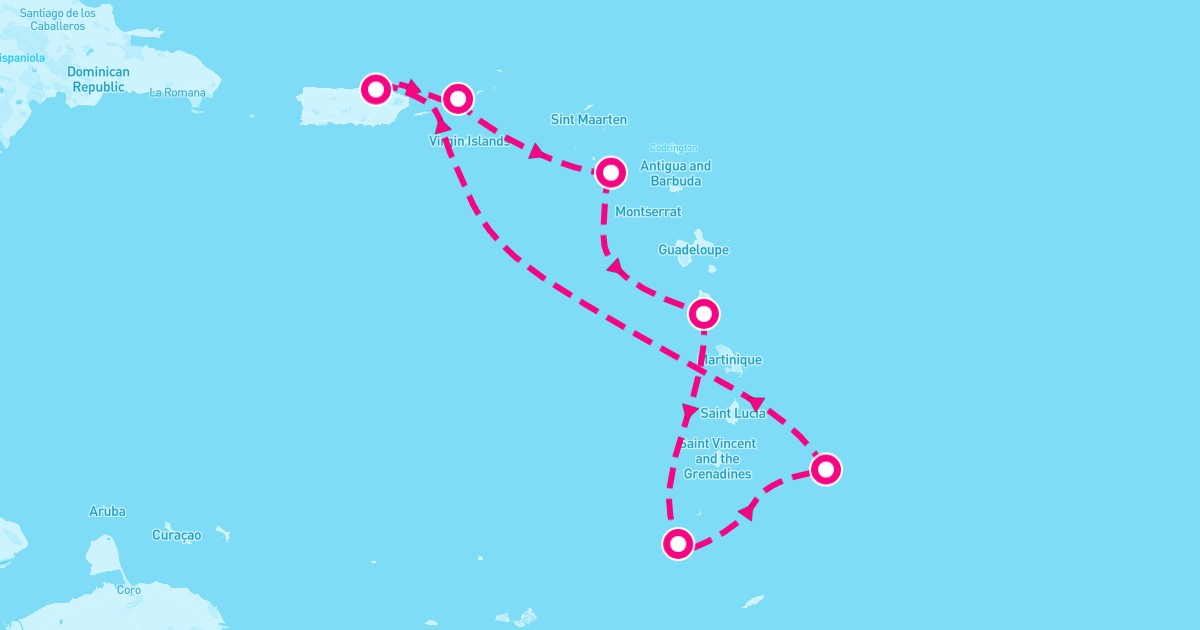 Crown Princess - March 14, 2027 (7 Night) Cruise Map, Ports & Ship Info