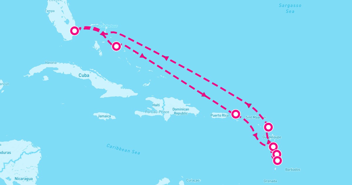 Enchanted Princess - April 9, 2025 (10 Night) Cruise Map, Ports & Ship Info
