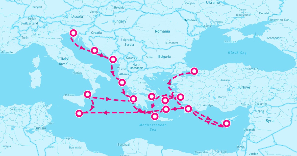 Enchanted Princess - October 5, 2027 (21 Night) Cruise Map, Ports ...