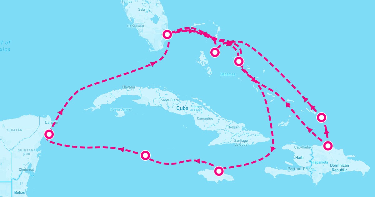 MS Eurodam - December 5, 2026 (14 Night) Cruise Map, Ports & Ship Info