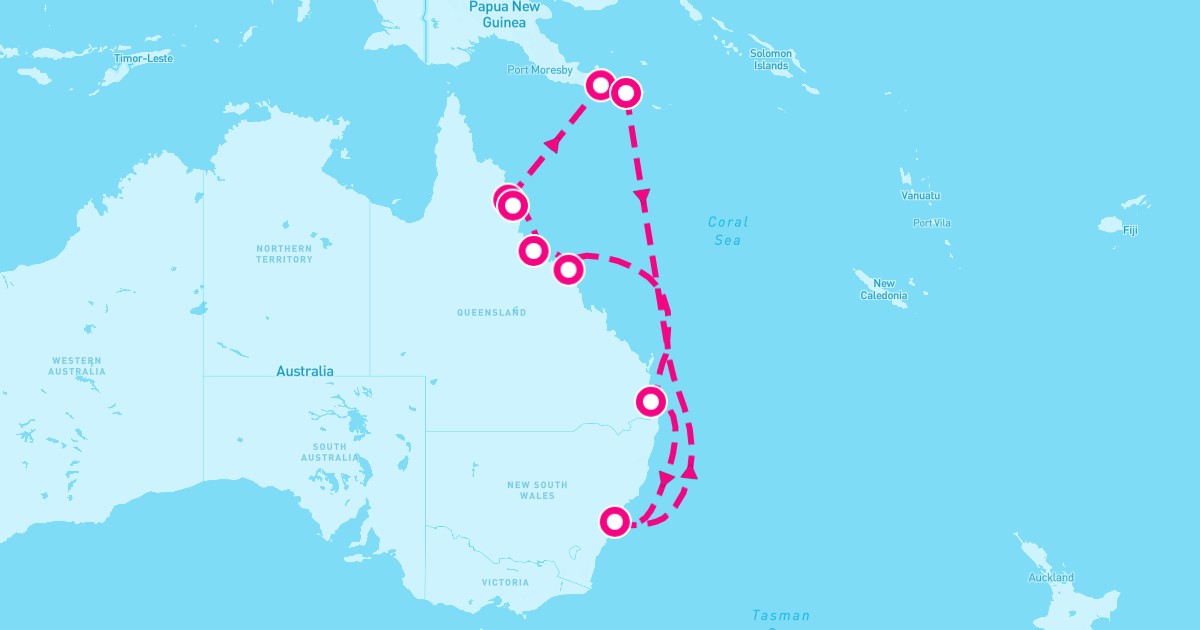 Grand Princess - June 1, 2027 (14 Night) Cruise Map, Ports & Ship Info