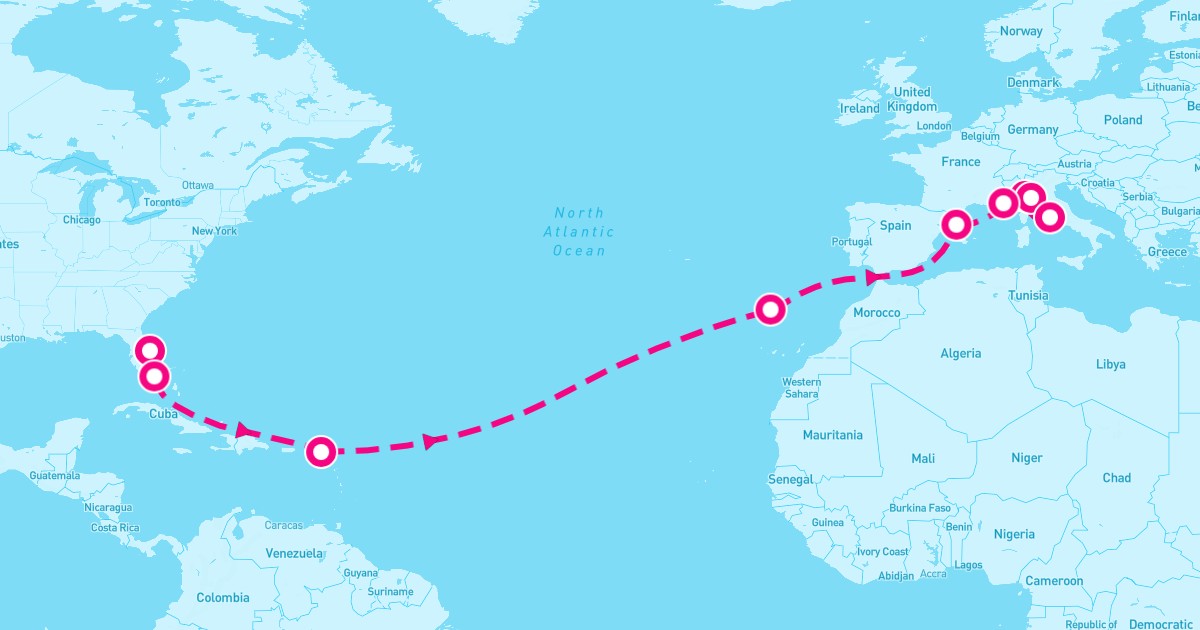 MSC Grandiosa - April 18th, 2026 - Cruise Map & Port Info