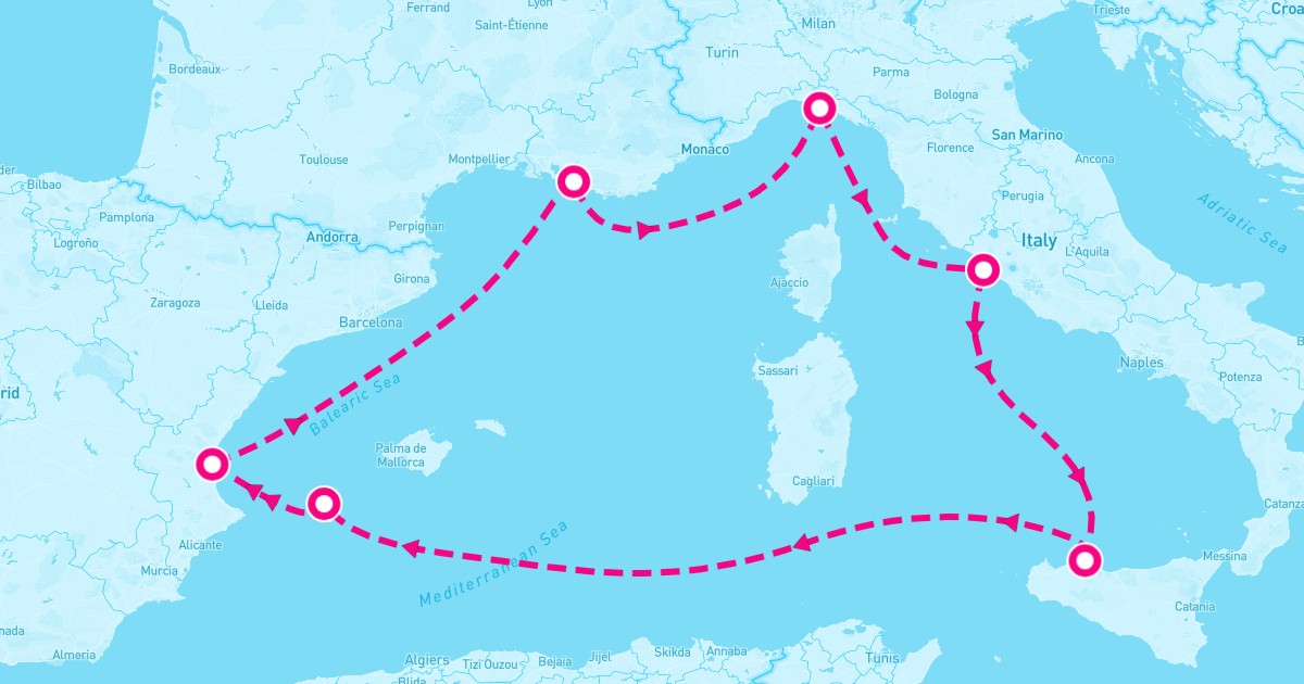 MSC Musica - September 17, 2027 (7 Night) Cruise Map, Ports & Ship Info