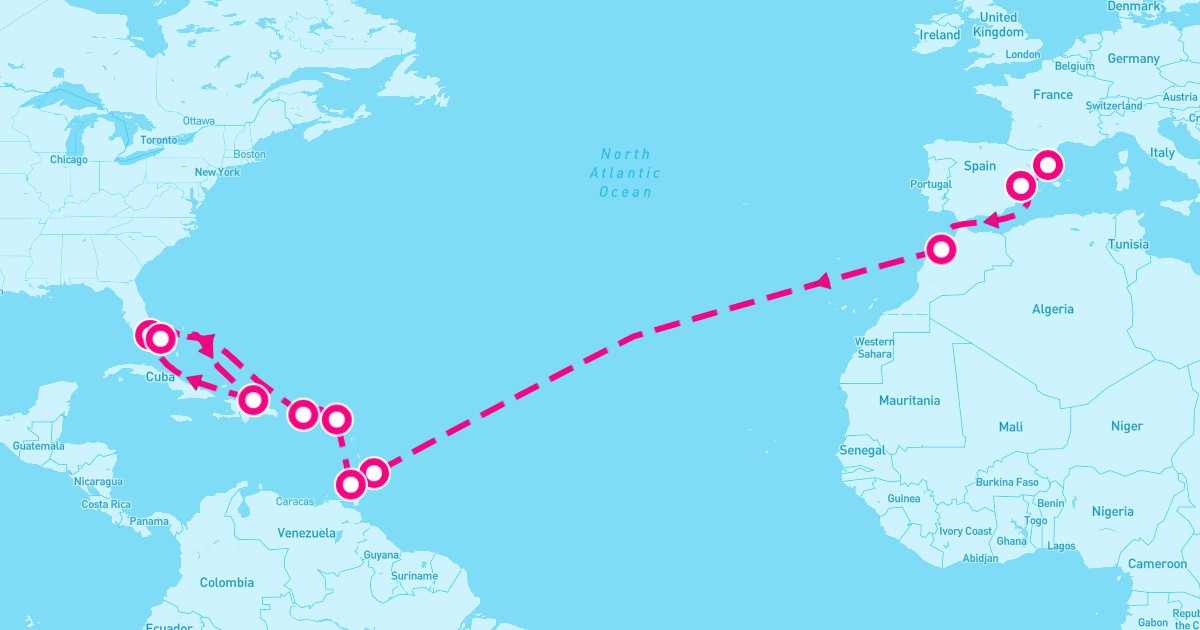 MSC Seaside - October 28, 2025 (24 Night) Cruise Map, Ports & Ship Info