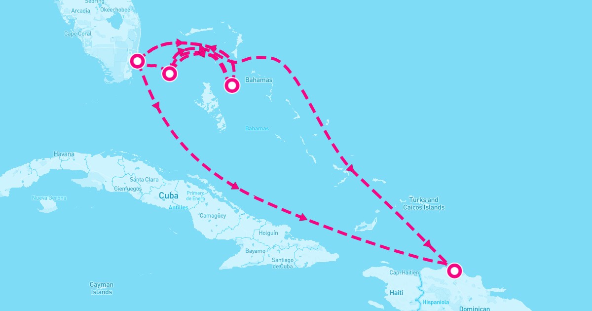 MSC Seaside - December 15, 2025 (11 Night) Cruise Map, Ports & Ship Info