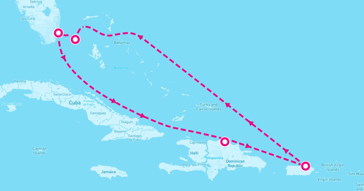 MSC World America - June 26, 2027 (7 Night) Cruise Map, Ports & Ship Info