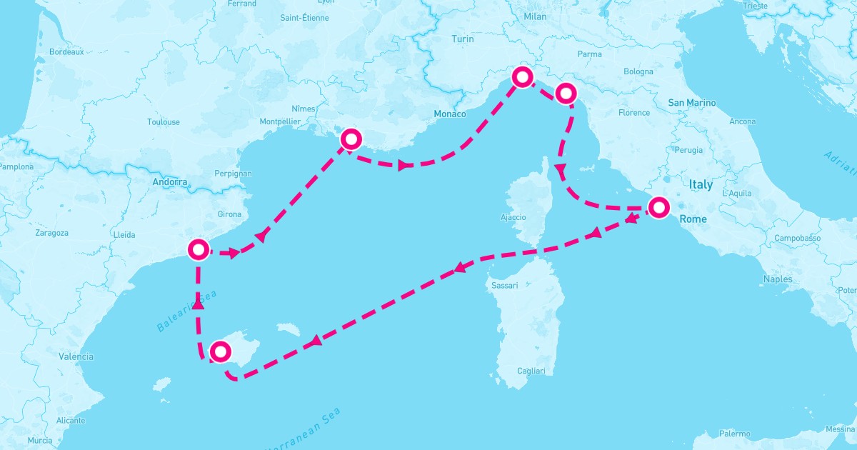 MSC World Europa - May 3, 2027 (7 Night) Cruise Map, Ports & Ship Info