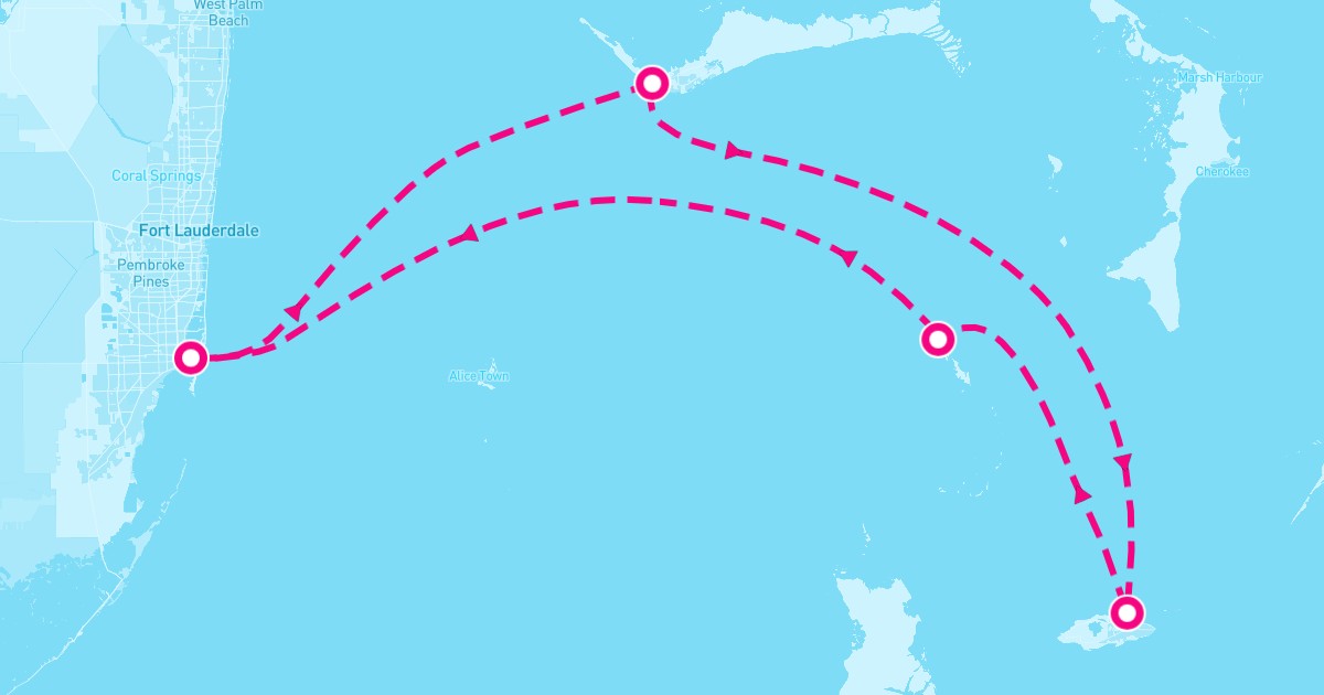 Norwegian Pearl - March 27, 2025 (4 Night) Cruise Map, Ports & Ship Info
