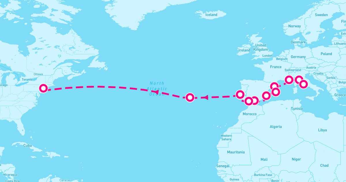 Norwegian Prima - November 7, 2024 (16 Night) Cruise Map, Ports & Ship Info