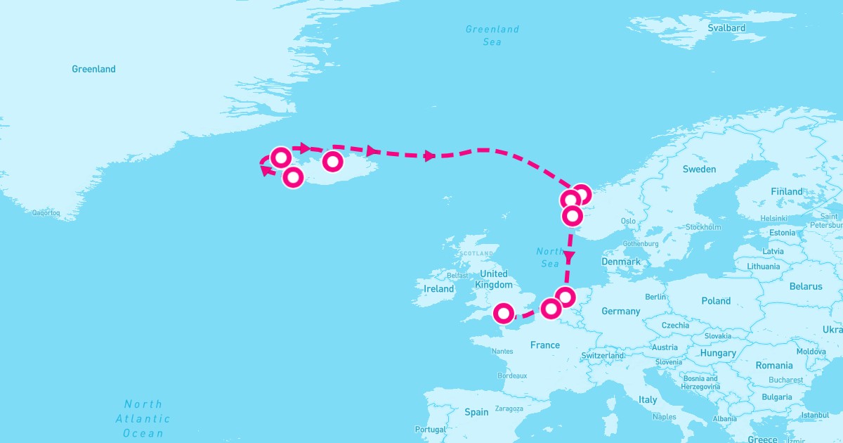 Norwegian Prima - August 18, 2027 (11 Night) Cruise Map, Ports & Ship Info