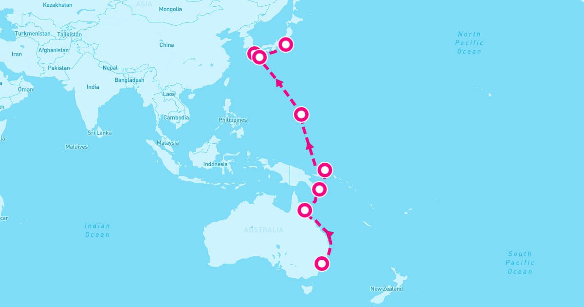 Queen Elizabeth - March 10, 2024 (18 Night) Cruise Map, Ports & Ship Info