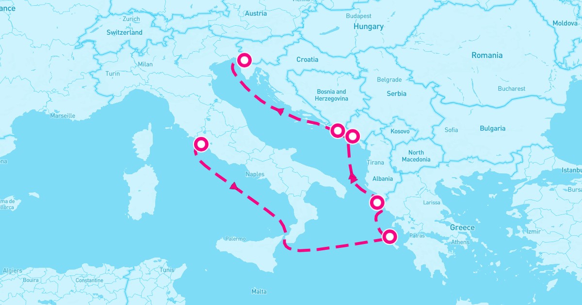 Queen Elizabeth - August 27, 2027 (7 Night) Cruise Map, Ports & Ship Info
