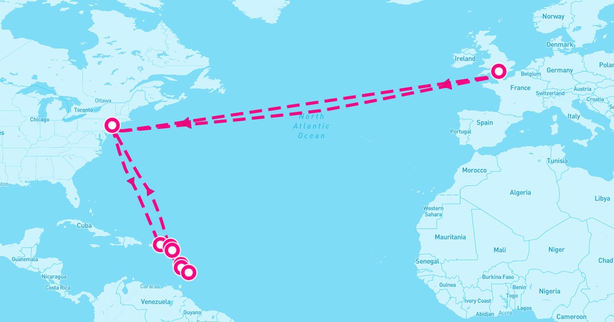 Queen Mary 2 - November 13, 2024 (27 Night) Cruise Map, Ports & Ship Info