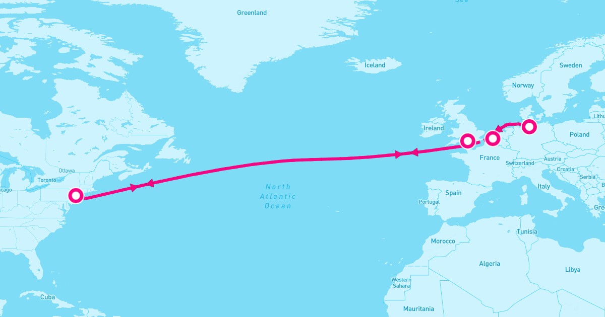 Queen Mary 2 - October 1, 2027 (19 Night) Cruise Map, Ports & Ship Info