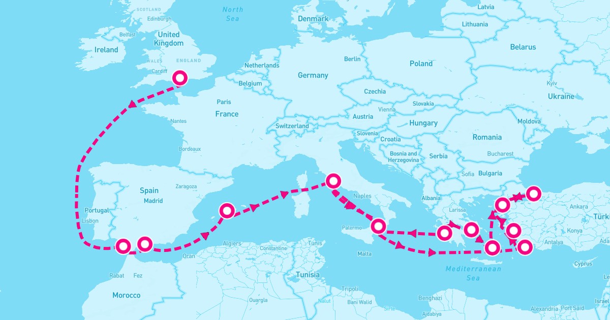 Queen Victoria - May 4, 2025 (22 Night) Cruise Map, Ports & Ship Info