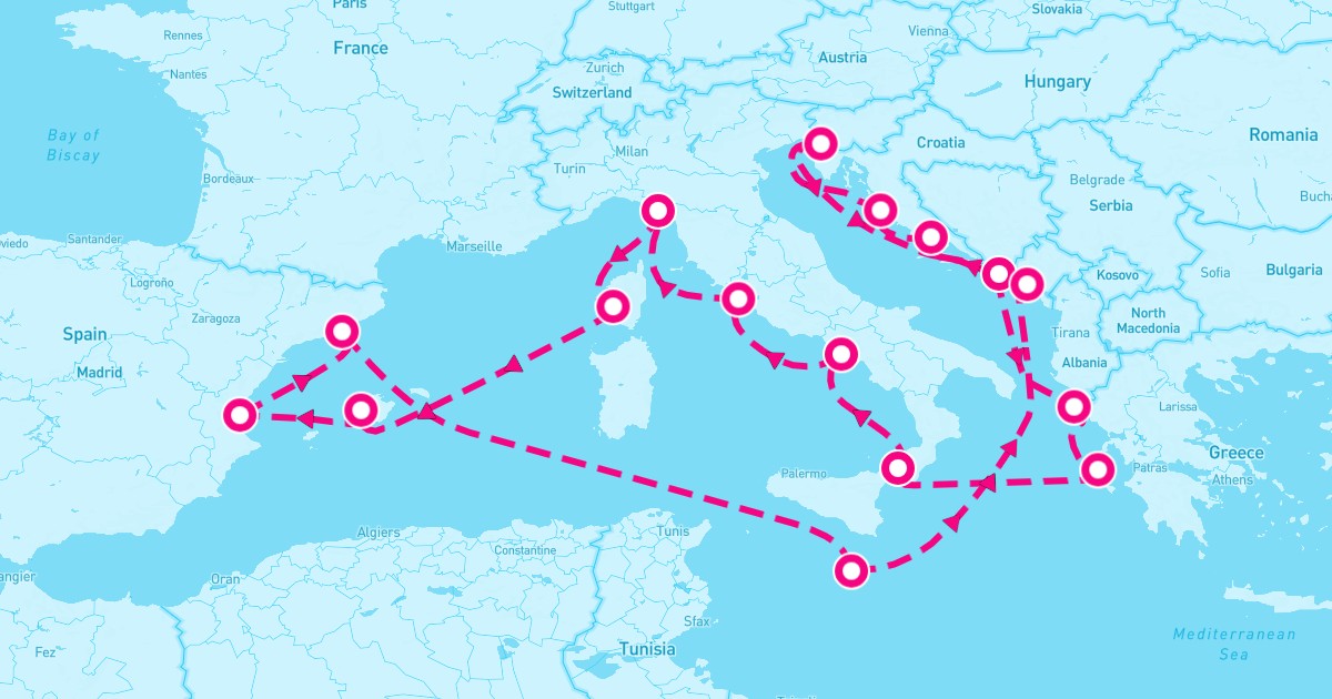 Queen Victoria September 3, 2027 Cruise (21 Nights) – Itinerary Map ...