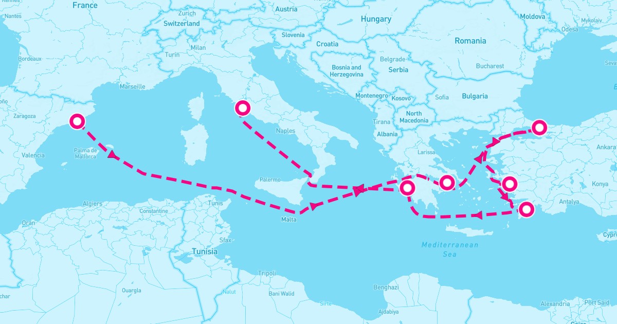 Queen Victoria - October 1, 2027 (14 Night) Cruise Map, Ports & Ship Info
