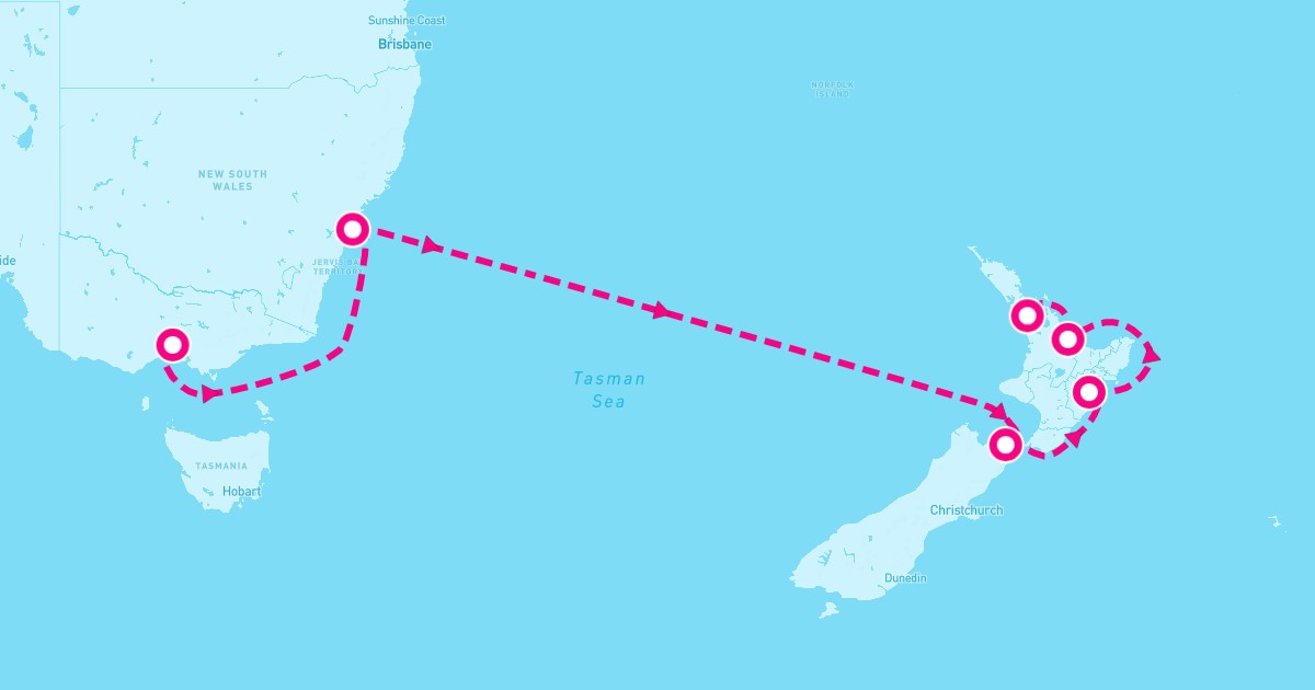 Resilient Lady - February 14, 2024 (10 Night) Cruise Map, Ports & Ship Info