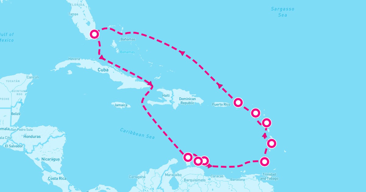 Seven Seas Mariner - December 20, 2025 (14 Night) Cruise Map, Ports ...