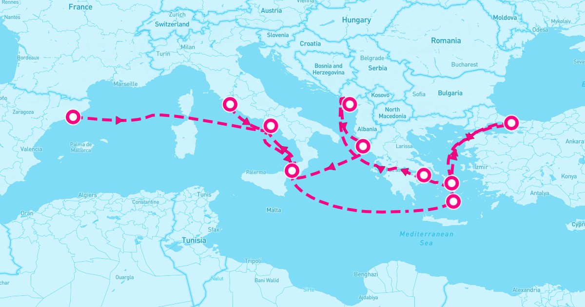 Sun Princess - August 10, 2024 (14 Night) Cruise Map, Ports & Ship Info