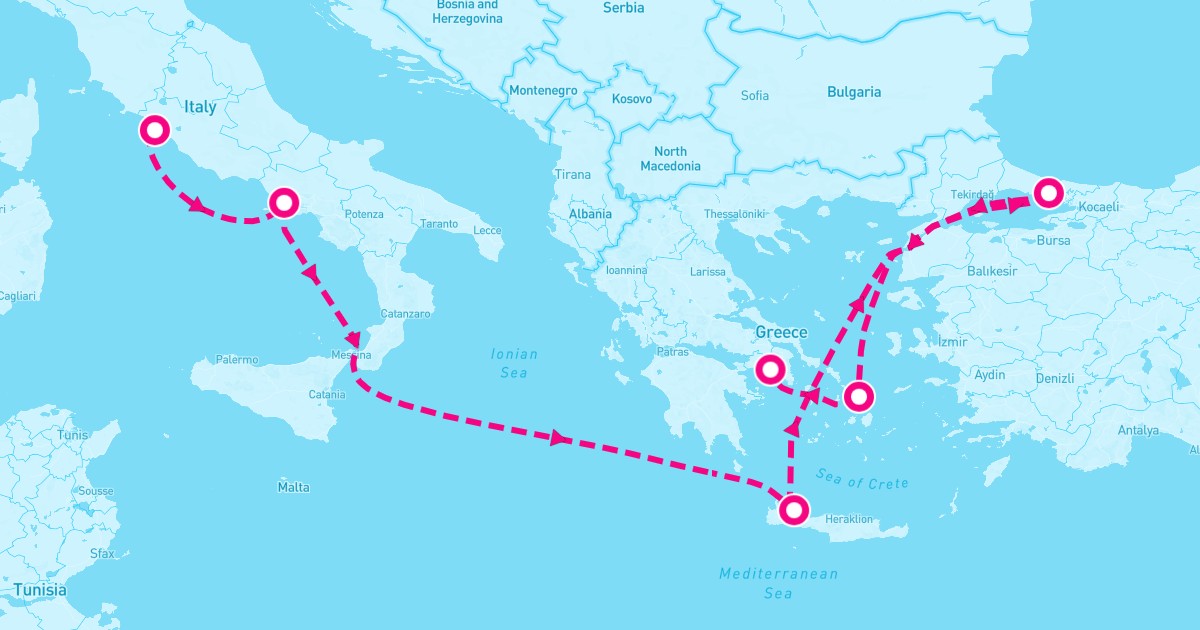 Sun Princess - April 12, 2025 (7 Night) Cruise Map, Ports & Ship Info