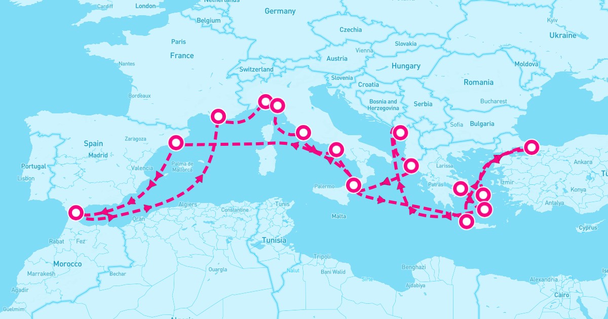 Sun Princess - August 9, 2025 (21 Night) Cruise Map, Ports & Ship Info